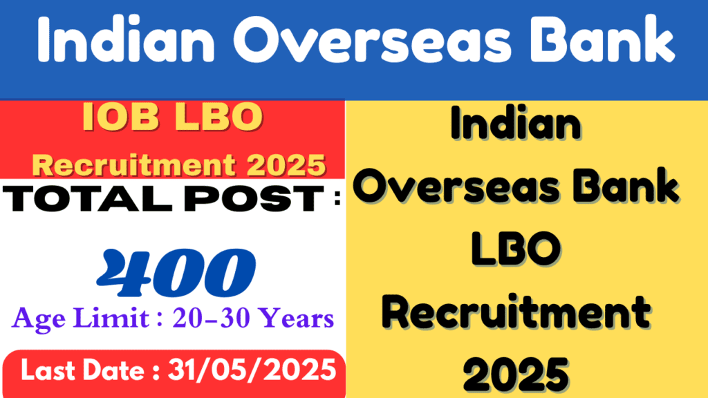 IOB Local Bank Officer Online Form 2025 - Government Free Job Alert India